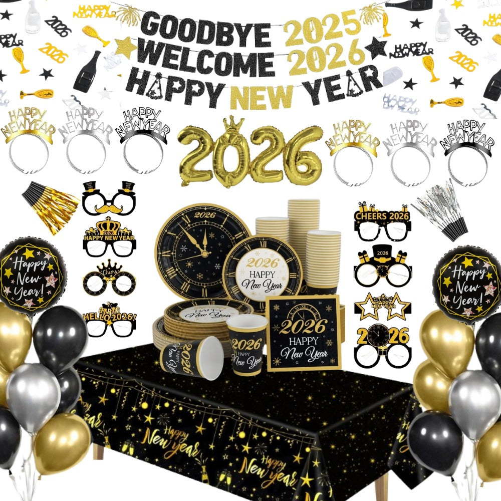 New Year Combo Pack - New Year Banner, Confetti, 2026 Foil Balloon ...
