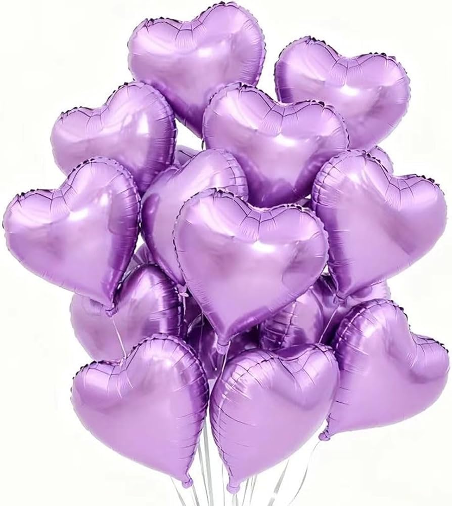 Lilac Heart Foil Balloons 18 Inches – Party Oasis Qatar