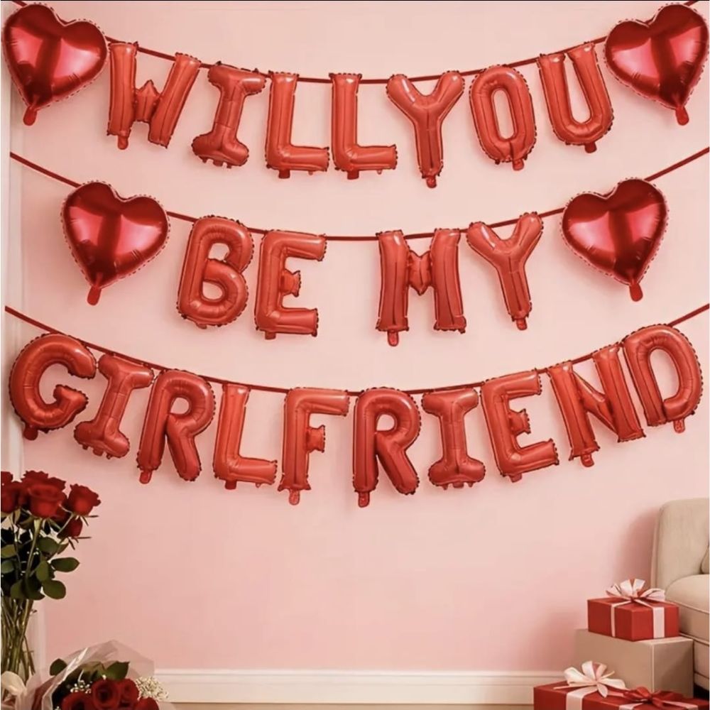 Will You Be My Girlfriend Banner Foil Text - Non Inflated – Party Oasis ...