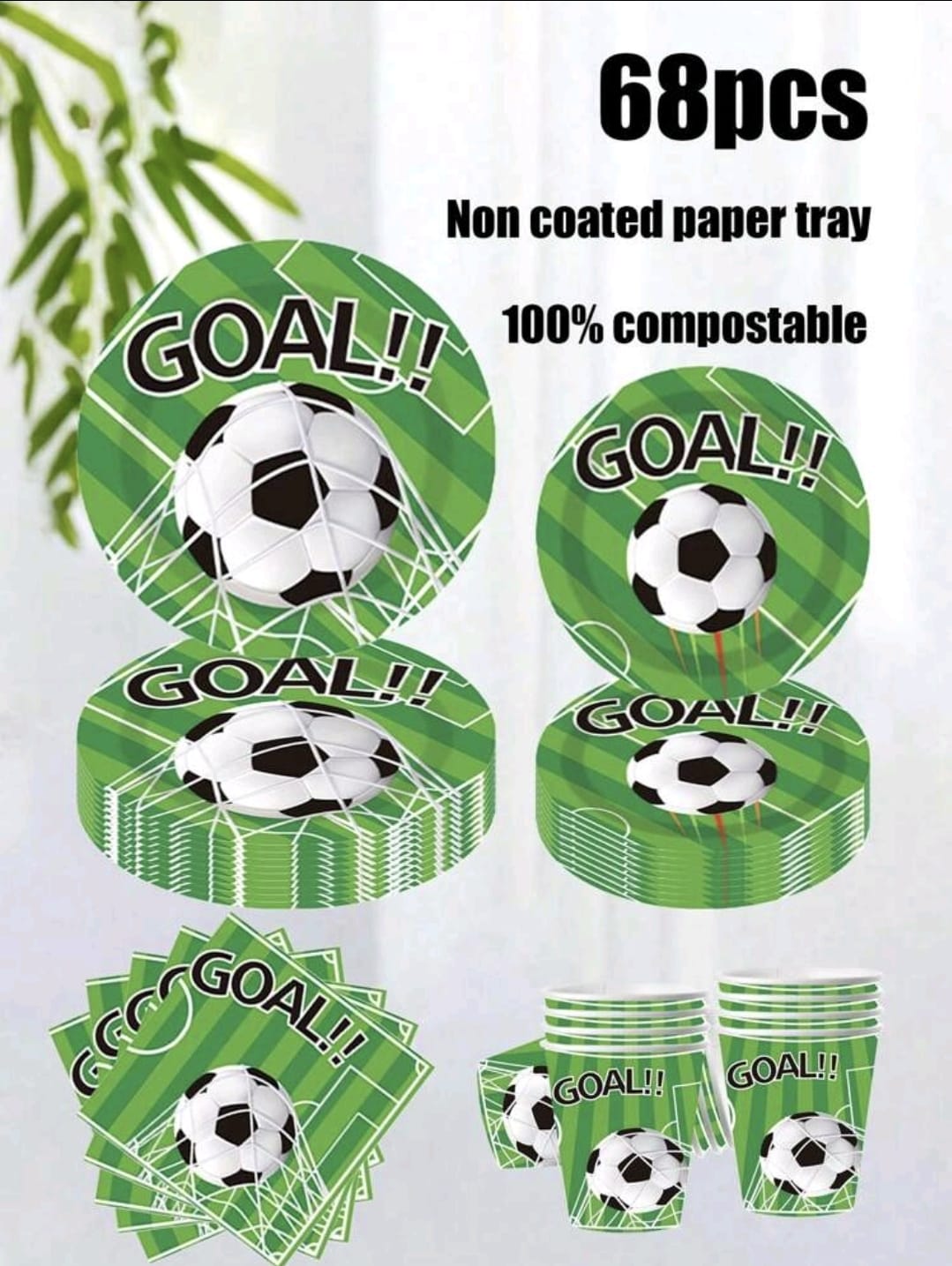 Football plate cup set serves 16 – Party Oasis Qatar