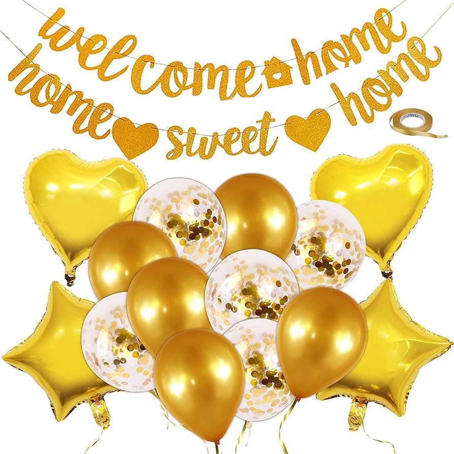Welcome home gold banner balloons – Party Oasis