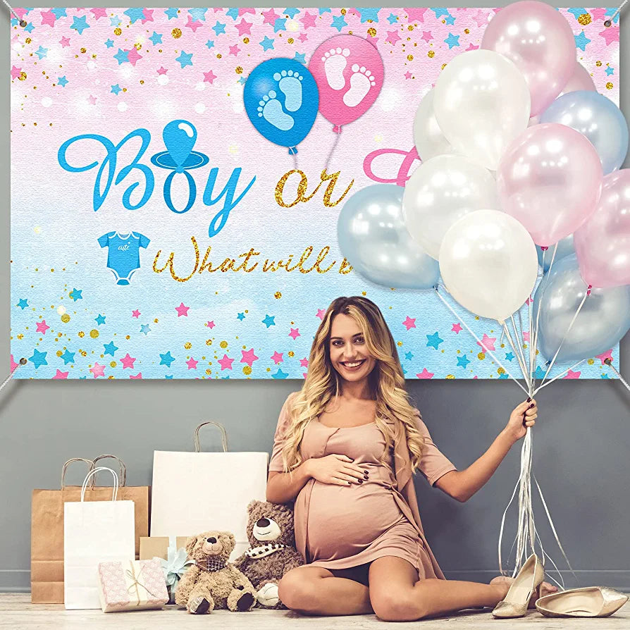gender reveal back drop 7ft x 5ft – Party Oasis Qatar