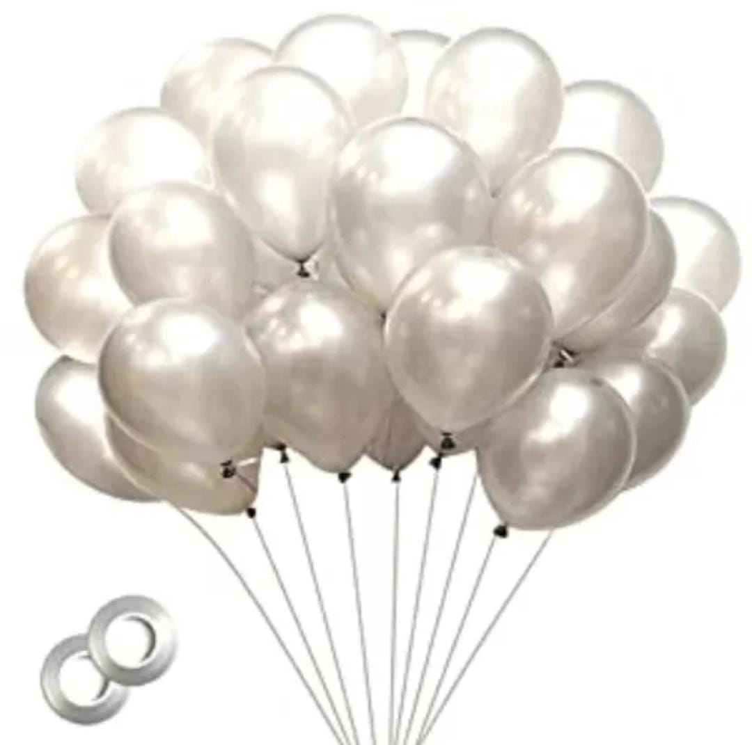 Pearl silver balloons – Party Oasis Qatar
