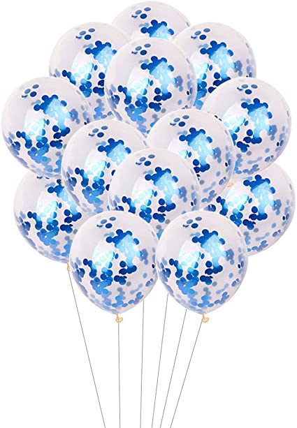Confetti Blue glitter Balloons - pack of 10 – Party Oasis Qatar